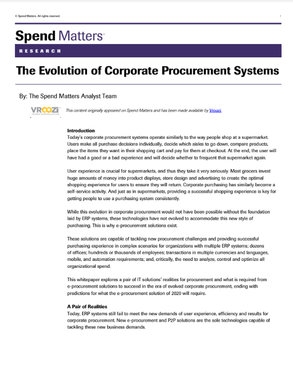 Spend Matters The Evolution of Corporate Procurement Systems